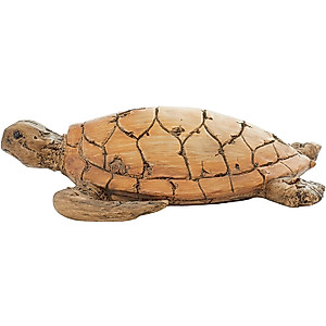 Driftwood Sea Turtle Statue Rustic Wood Look Garden Turtle Coastal Home Decor