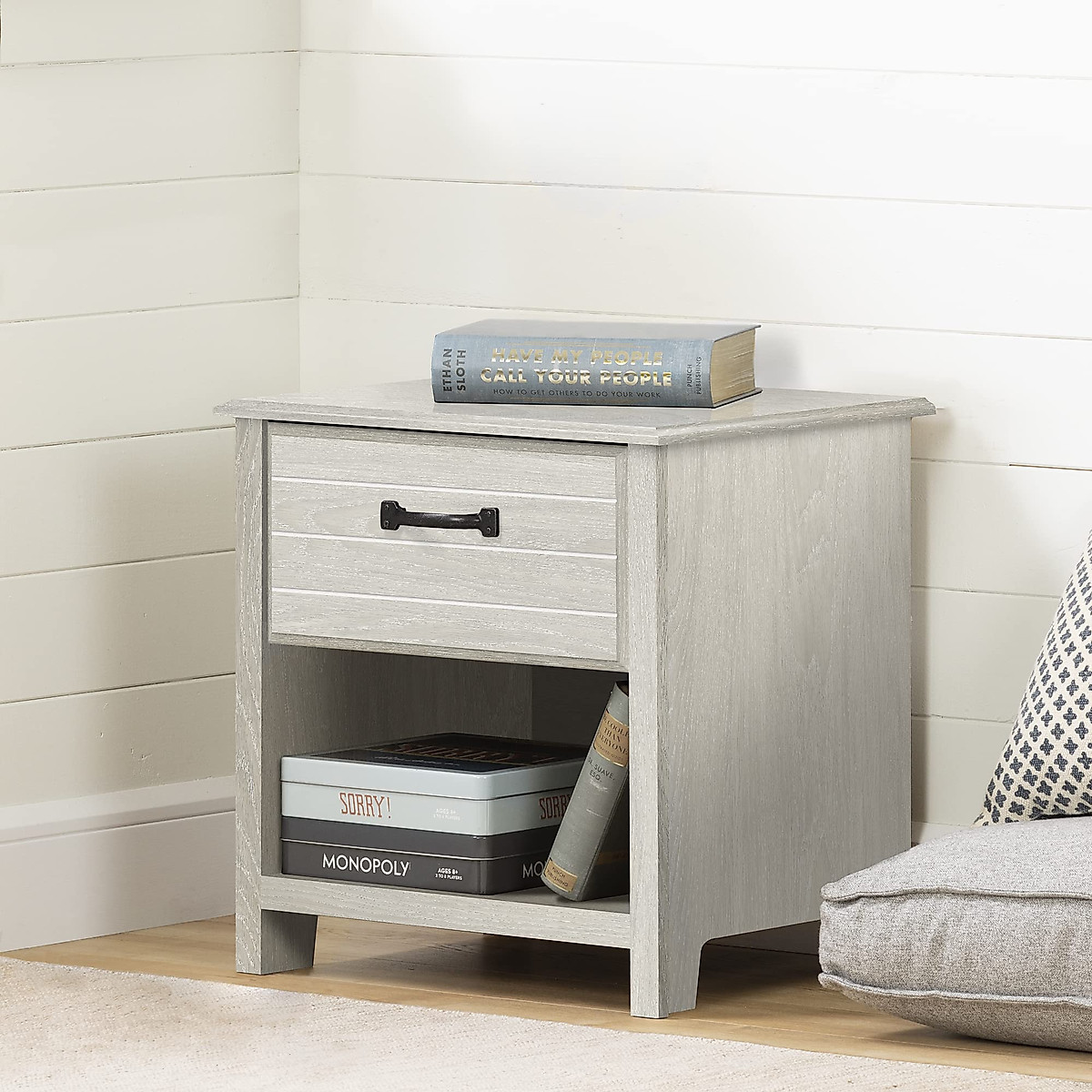 South Shore Ulysses 1-Drawer Nightstand, Winter Oak