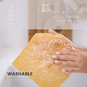 Less. Reusable Beeswax Food Wraps 3 Pack Size Small, Compostable Alternative to Plastic Wrap, Classic Paper Brown Wrap