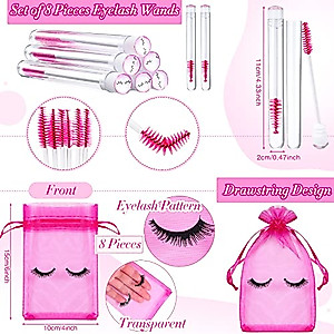 8 Pcs Lash Shampoo Brushes Set Eyelash Aftercare Bag Disposable Mascara Tubes Foam Pump Bottle Extension Aftercare Instructions Cards Eyelash Accessories for Women Mother's Gift(Mesh Bag, Organza)
