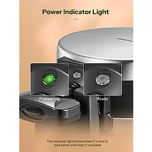 Classic Waffle Iron, Double Belgian Waffle Maker 180°Flip, 1400W Waffle Iron 8 Slices, Rotating & Nonstick Plates with Removable Drip Tray, Cool Touch Handles, Stainless Steel (8 Slices)