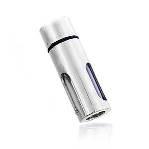 iSnuff Metal Clear Glass Window Dispenser with Screw Cap Lid - Sample Silver Container for Travel Preservation