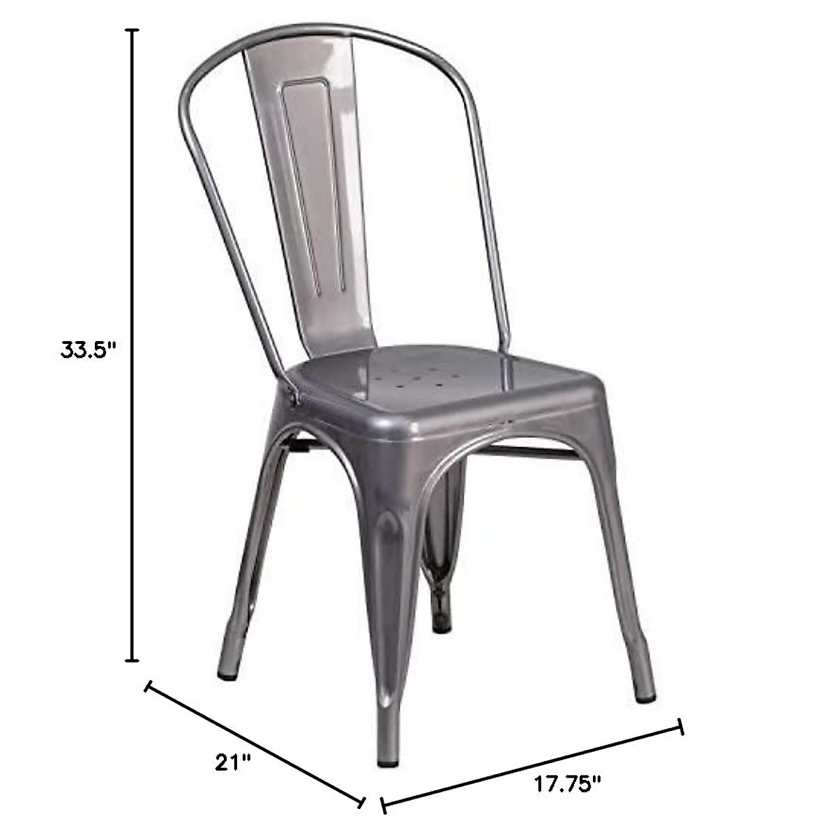 Flash Furniture Lincoln 4 Pack Clear Coated Metal Indoor Stackable Chair