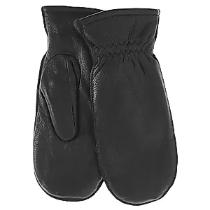 Pratt and Hart Snowfall Women’s Deerskin Leather Mittens with Finger Liners Size M Black