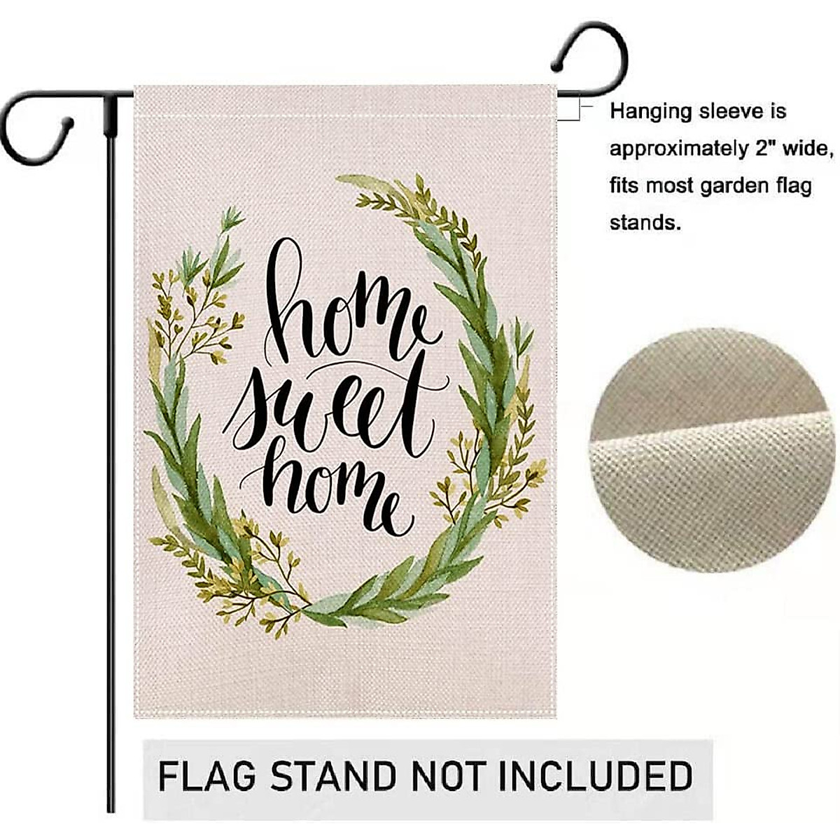LHSION Home Sweet Home Garden Flag 12.5 x 18 Inch Vertical Double Sided Burlap Flag for Spring Summer Seasonal House Yard Decor
