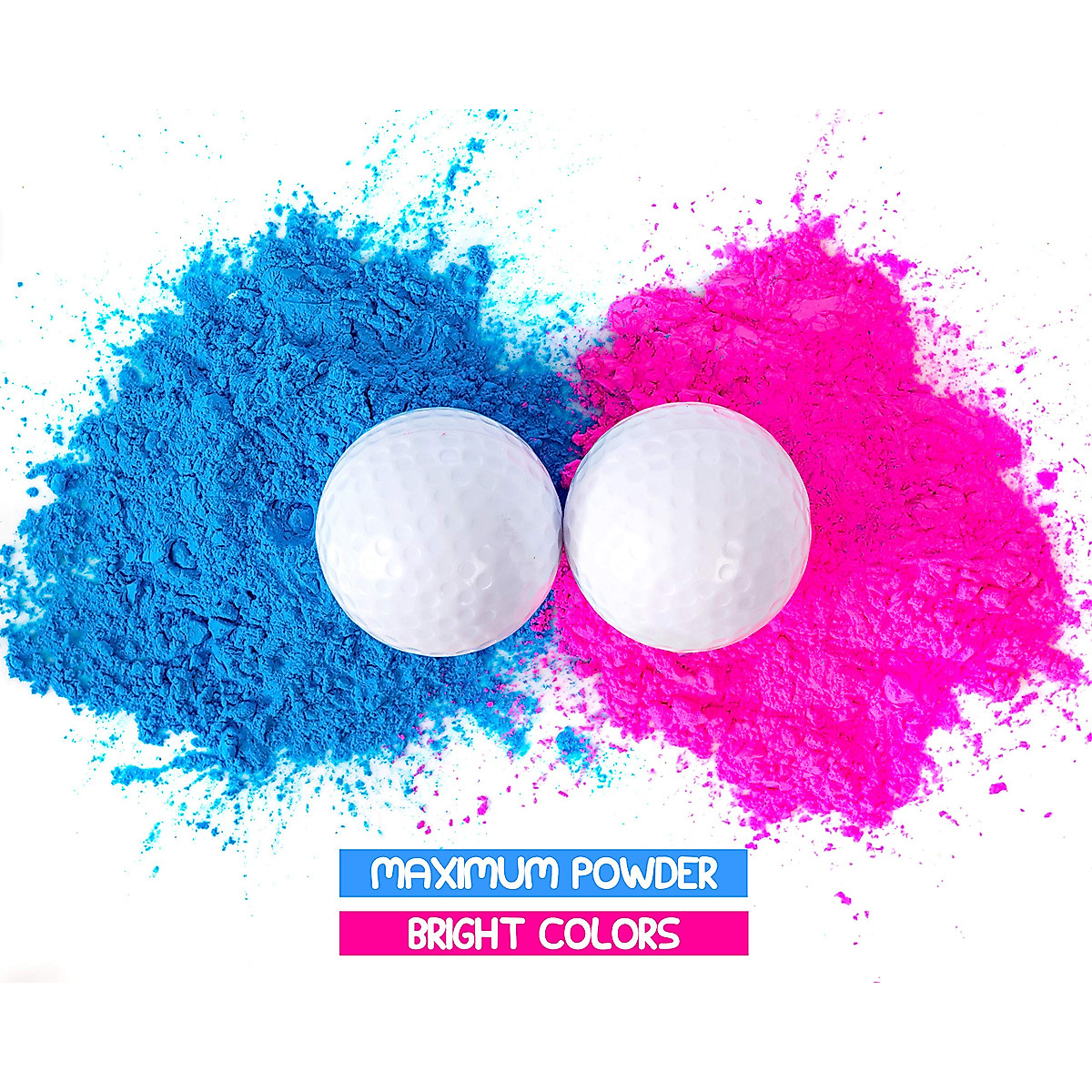 Gender Reveal Golf Balls Exploding Golf Ball Set (1 Pink + 1 Blue + 2 Wooden Tees per Pack) Girl or Boy Baby Reveal Ideas | Announcement Party Themed Gender Reveal Decorations Powder Explosion