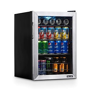 NewAir AB-850 Beverage Refrigerator Cooler with 90 Can Capacity - Mini Bar Beer Fridge with Right Hinge Glass Door - Cools to 37F - Stainless Steel
