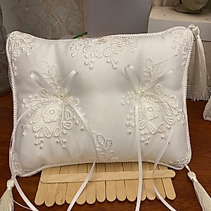 ZYLLZY Wedding Ring Pillow,Rectangle Ring Pillow with Tassel,Simple Ring Bearer Cushion Marriage Supplies for Bridal Shower Wedding Ceremony Proposal
