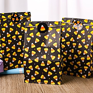 Shindel 54PCS Halloween Goodie Bag, Halloween Bags with Stickers Candy Corn Goodie Bags Candy Treat Bags for Kids Parties Gifts