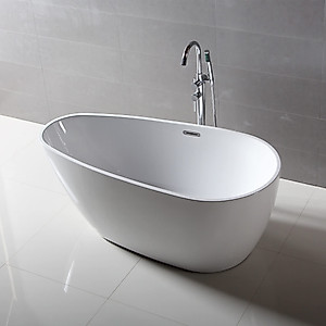 Dowell 074 55",60" & 63" Luxury Contemorary High Grade Acrylic FREE STANDING Bathtub White/Black/Red Modern New (55-1/8"x29-1/2"x22-7/8")