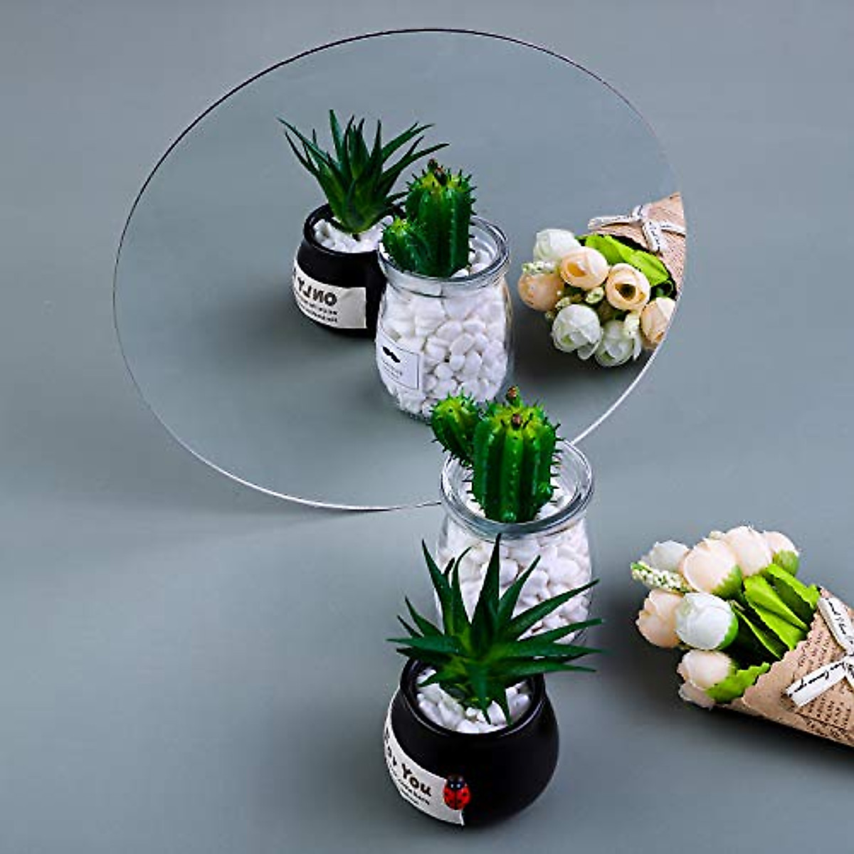 Aneco 6 Pack Acrylic Round Mirrors Non Glass Round Mirror Plate Self Adhesive Mirror Stickers for Home Wall Decor or Wedding Table Centerpiece, 6 Inches, (Thickness 2 mm)