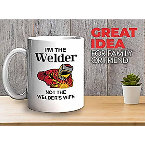 Bubble Hugs Welder Coffee Mug 11oz White - Not Welder's Wife - Welding Metal Worker Mechanic Engineer Gifts for Men Husband Dad