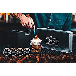 7Grand Cocktail Smoker Kit with Torch and Wood Chips (Butane Not Included) – Smoker for Old Fashioned Cocktails with Cocktail Smoker Top – Whiskey Smoker
