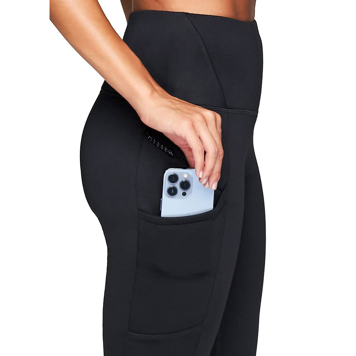 Avalanche Women's Full Length Zipper Pocket Hiking Fleece Lined Legging Black 4Pkt L