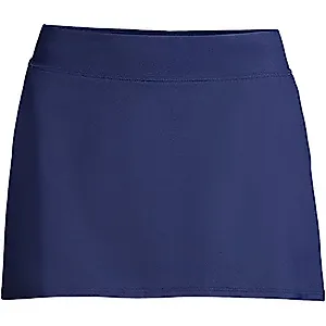 Lands' End Womens Chlorine Resistant Swim Skirt Swim Bottoms Deep Sea Navy Regular 8