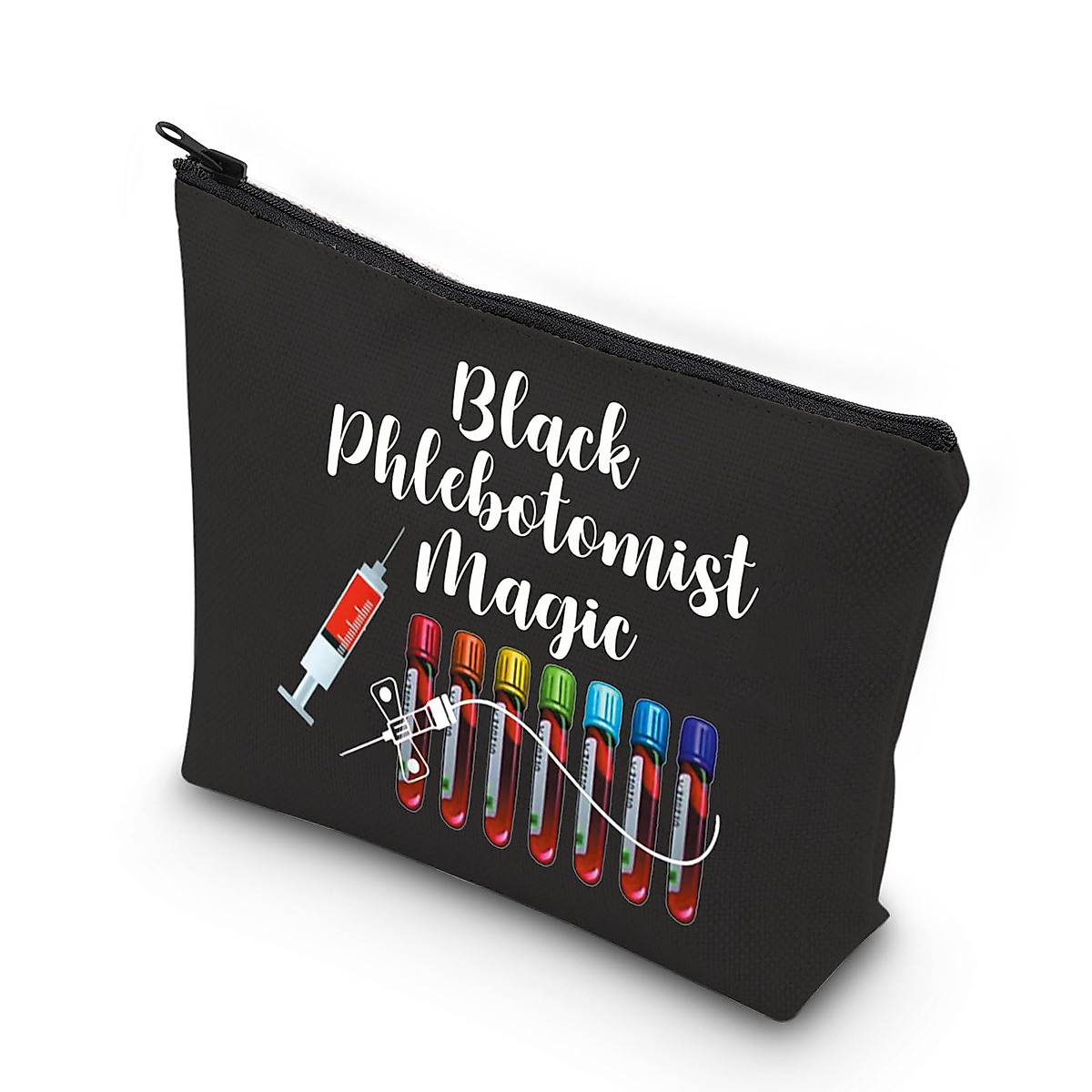 VAMSII Phlebotomist Makeup Bag Black Phlebotomist Magic Cosmetic Bag Phlebotomy Tech Gifts Bag African Phlebotomist Gifts(Phlebotomist Magic)