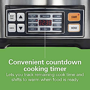 Hamilton Beach 9-in-1 Digital Programmable Slow Cooker with 6 quart Nonstick Crock, Sear, Saute, Steam, Rice Functions, Stainless Steel (33065)