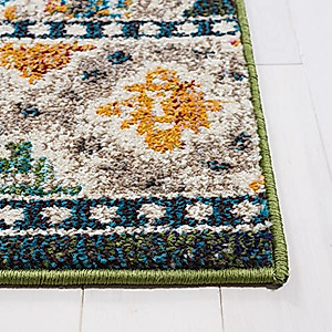 SAFAVIEH Madison Collection 6' x 9' Dark GreenBeige MAD481Y Boho Non-Shedding Living Room Dining Bedroom Area Rug