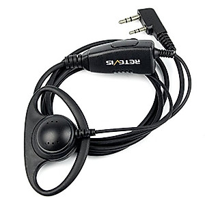 Retevis Case of 10, Walkie Talkies Earpiece with Mic 2 Pin D-Type Headset Compatible with Baofeng UV-5R BF-888S H-777 RT22 RT27 RT-5R Kenwood 2 Way Radios(10 Pack)
