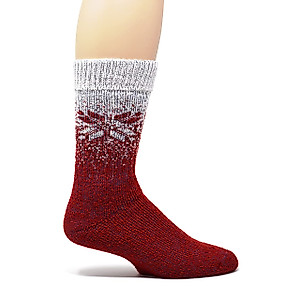 WARRIOR ALPACA SOCKS - Unisex Toasty Toes Ultimate Alpaca Socks For Men And Women (Large - Red Snowflake)