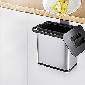 DYPASA Garbage Can 3L Kitchen Trash Can Wall Mounted Stainless Steel Desktop Cabinet Door Trash Storage Bucket Small with Cover Trash Bin