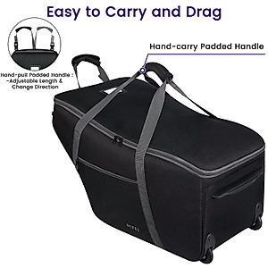 SCTEL Car Seat Travel Bag for Airplane Fits Chicco KeyFit 30, UPPAbaby MESA, Nuna Pipa, Padded Car Seat Bag with Wheels, Infant Gate Check Bag with side pocket, Protective Feet, Adjustable Handle