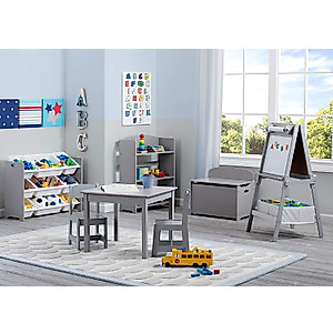 Delta Children MySize Kids Double-Sided Storage Easel -Ideal for Arts & Crafts, Drawing, Homeschooling and More - Greenguard Gold Certified, Grey