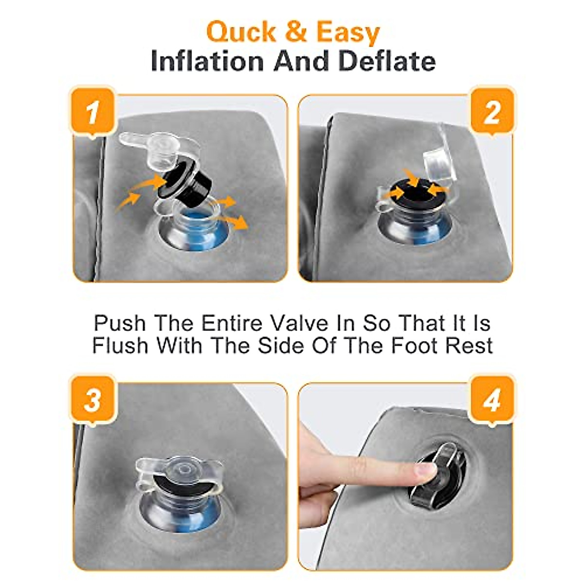 Sunany Inflatable Foot Rest Pillow for Travel, Kids/Adults Airplane Travel Pillow-Adjustable Height Cushions,for Kids to Sleep While Traveling,Suitable for Office, Home and Any Travell (1 Pack)