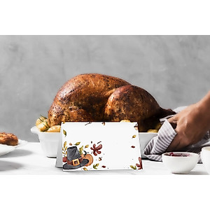 Table Place Card, Fall Thanksgiving Themed Tent Style Cards, Pack of 25 Half-Fold Reception Place Card with Top Hat and Pumpkin, Perfect for Thanksgiving Dinner, Party, Birthday, Wedding, Banquet A09