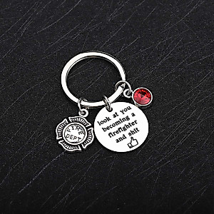 Gzrlyf Firefighter Gifts Look at You Becoming a Firefighter Keychain Fireman Gifts (Keychain)
