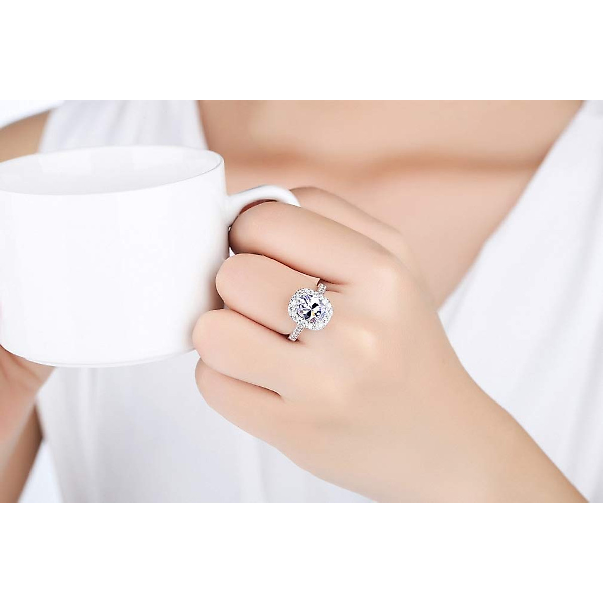 Harlorki Women's Silver Alloy Metal Rhinestone Crystal Wedding Necklace Earring Finger Ring Pendent Charm Jewelry Set