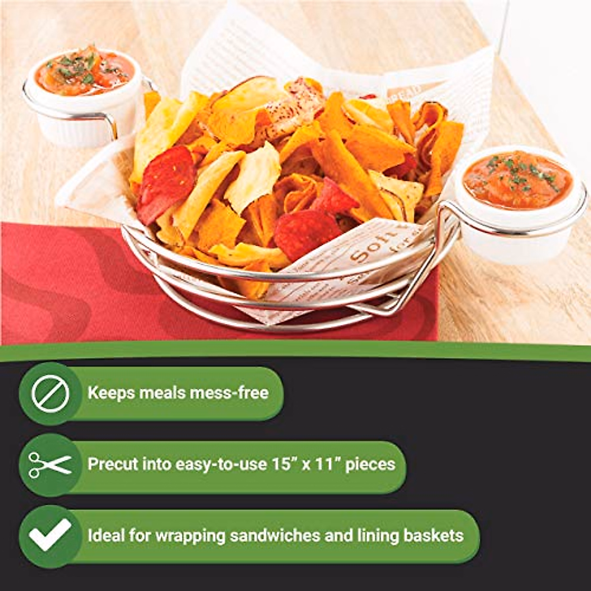 Restaurantware Gastronomia 15 x 11 Inch Deli Papers, 200 Newsprint Sandwich Wrapping Papers - Greaseproof, Microwave-Safe, Sepia-Tinted Paper Food Basket Liners, For Restaurants Or Barbecues