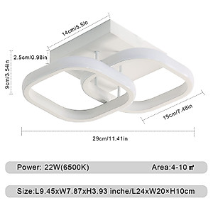 DELIPOP Small Ceiling Light, Square Modern LED Ceiling Light Fixture, 6500K Cool White Light Acrylic Hallway Light Fixture Ceiling Lamp for Hallway Kitchen Study Bedroom Living Room (White)