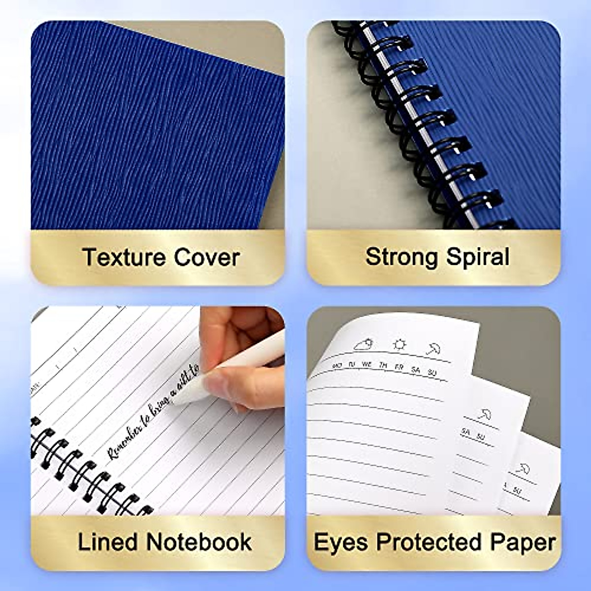 FLYING EAGLE Premium 4x6 Small Spiral Notebook 3 Pack A6 Mini Journal Plastic Hardcover 8mm Ruled Notebook 3 Color 468 Pages for School Work