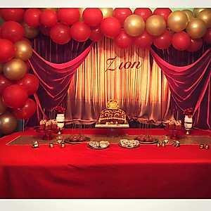 GYA 7x5ft Golden Red Curtain Party Backdrop Theater Masquerade Prom Background Kids Family Business Magic Show Circus Carnival Graduation Party Birthday Cake Table Banner