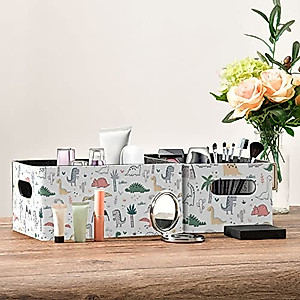 Dinosaurs Palm Trees Storage Basket Felt Storage Bin Collapsible Toy Boxs Foldable Felt Cube Organizer for Kids Bedroom Magazine