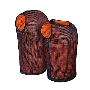 Athllete Reversible Basketball Jersey (Set of 6 + Free Carry Bag) Basketball Jerseys, Youth Basketball Jersey (Flame Orange/Black 6 Jerseys, Small)