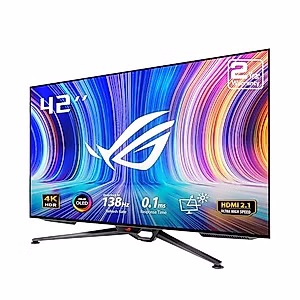 ASUS ROG Swift 41.5” 4K OLED Gaming Monitor (PG42UQ) - UHD (3840 x 2160), 138Hz, 0.1ms, HDMI2.1, True 10 bit, DCI-P3 98%, G-SYNC Compatible, DisplayPort, USB, Console Ready, Remote Control, Anti-Glare