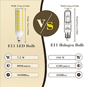 Chinnor E11 Led Bulb 75w 100w Equivalent Dimmable,Daylight 6000K,T3 T4 JDE11 Mini Candelabra Base 110V 120V 130V 100W Halogen Replacement, Pack of 2