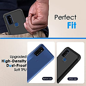 TJS Compatible with AT&T Radiant Max 5G 6.8"/Cricket Dream 5G/Cricket Innovate 5G/AT&T Fusion 5G Case, with Tempered Glass Screen Protector, Dual Layer Hybrid Shockproof Impact Phone Case (Black)