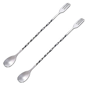 kiniza 2 Pcs 12 Inch Bar Spoon, Cocktail Mixing Stirrers for Drink with Long Handle Spiral Pattern, Stainless Steel Cocktail Spoon Mixing Spoons Ideal Bartender Tool Home and Bar