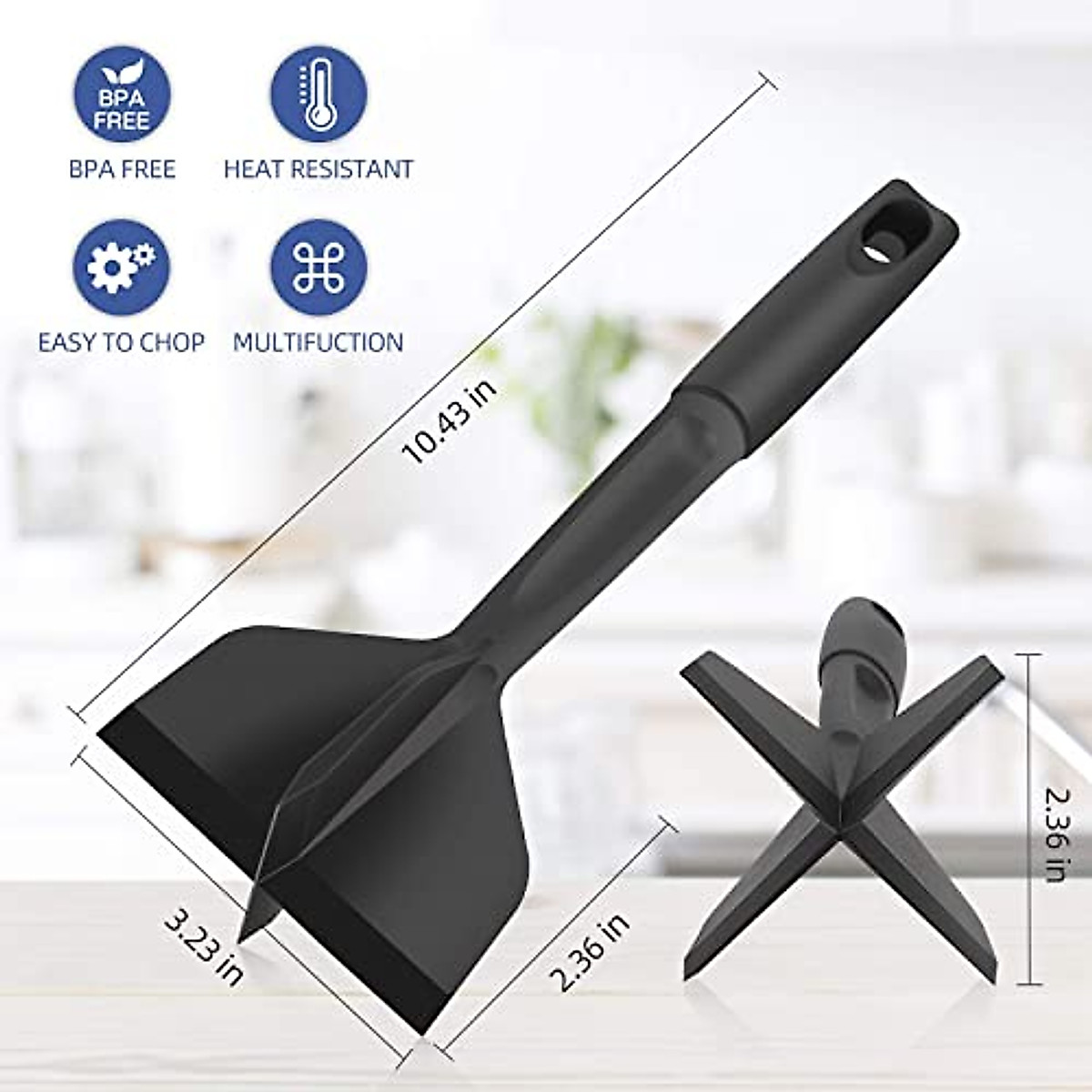 Meat Chopper, Hamburger Chopper, Premium Heat Nylon Resistant Meat Masher, Ground Beef Smasher, Meat Chopper for Ground Beef, Turkey, Meat, Potato Masher Kitchen Gadgets & Utensil