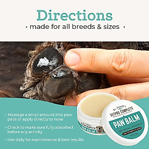VetPro Complete Dog Paw Balm for All Dogs and Cats - Natural Protection and Paw Soother for Dry Pads and Noses - Vet Formulated Paw Butter and Dog Foot Cream - Dog Nose Balm and Dog Feet Protection