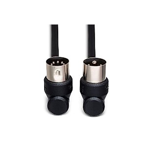 Hosa MID-303RR Right Angle 5-Pin DIN to Right Angle 5-Pin DIN MIDI Cable, 3 Feet Black, 1 Count (Pack of 1)