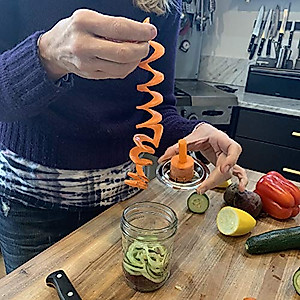 Jarware 3 in 1 Mason Jar Spiralizer Lid, Wide Mouth, Stainless Steel