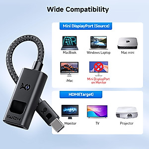 Cable Matters Active 8K Mini DisplayPort 1.4 to HDMI 2.1 Adapter with 4K 240Hz / 8K 60Hz, Unidirectional Mini DisplayPort to HDMI 2.1 Cable Adapter, Black