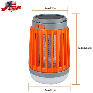 2Pack Solar Bug Zapper Light Bulb 3 in 1 Mosquitoes Killer USB Rechargeable Camping Light Flashlight,IPX6 Waterproof Portable Light Bulb Zapper Outdoor for Travel Hiking,Doorway,Balcony,Corridor