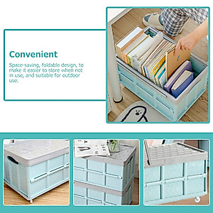 Ipetboom Storage Box with Wheels Collapsible Storage Box Storage Basket with Lid Folding Beach Cart Outdoor Wagon Utility Pull Cart Collapsible Storage Containers Plastic Crates Wheeled Atv