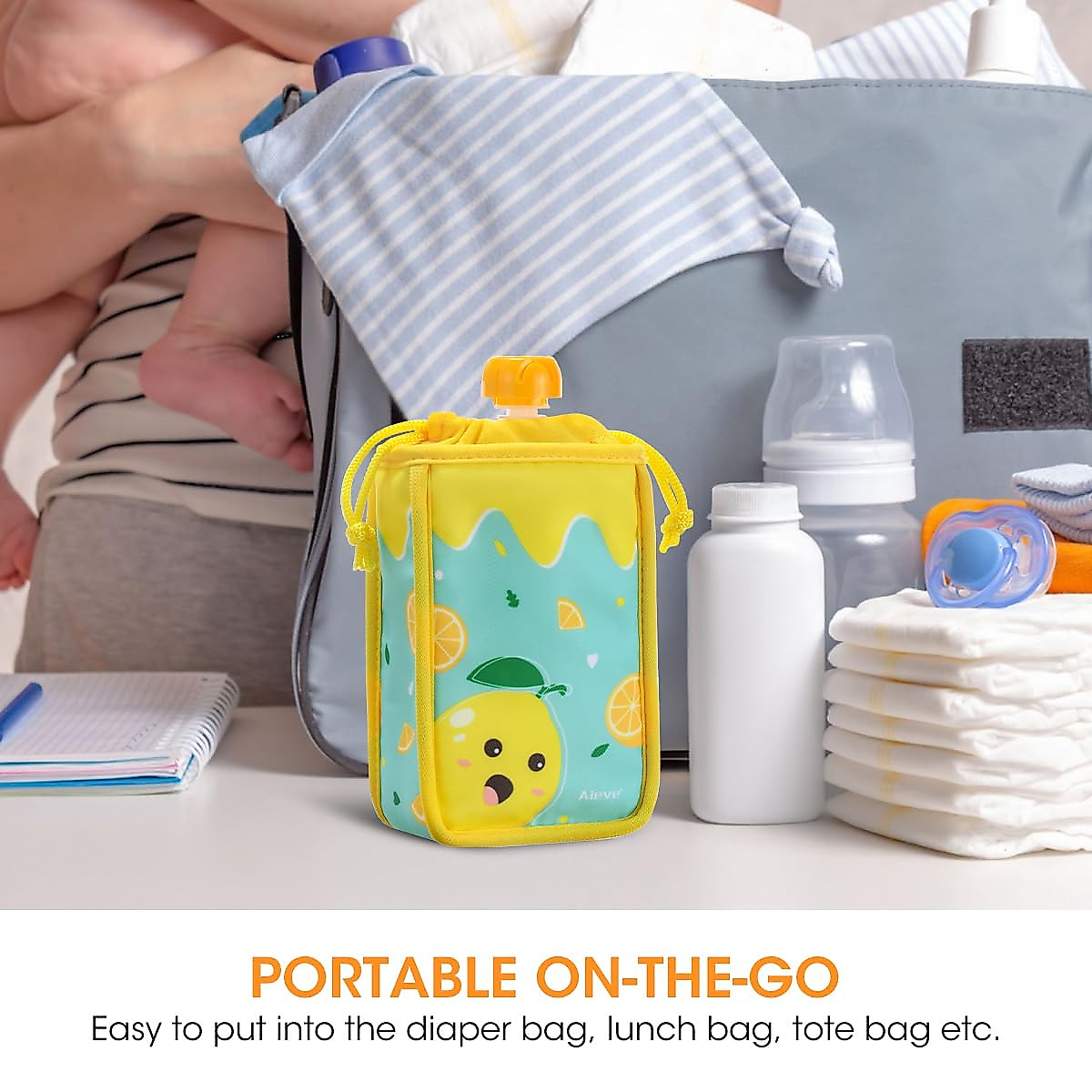 Aieve On-the-go Food Pouch Cooler, 2 Pack Insulated Cooler Holder for Baby Food Pouch, Freezing Food Pouch for 3+ Hours