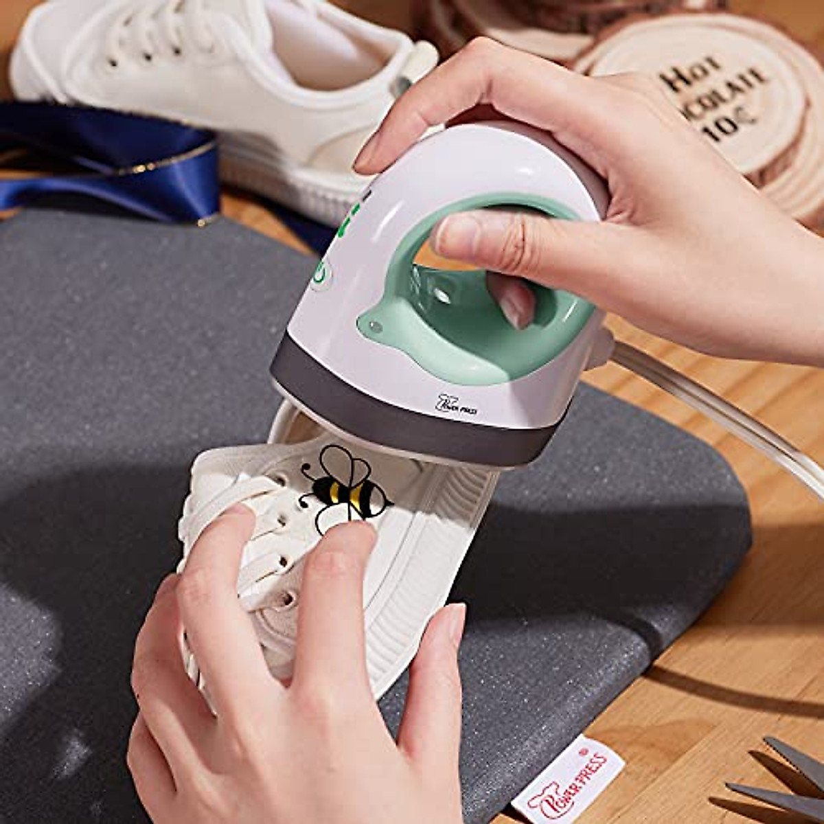 PowerPress Mini Heat Press Machine, Portable Heat Press Easy for T-Shirts, Shoes, Hats, Small Iron-on Vinyl Projects (Mint Green)